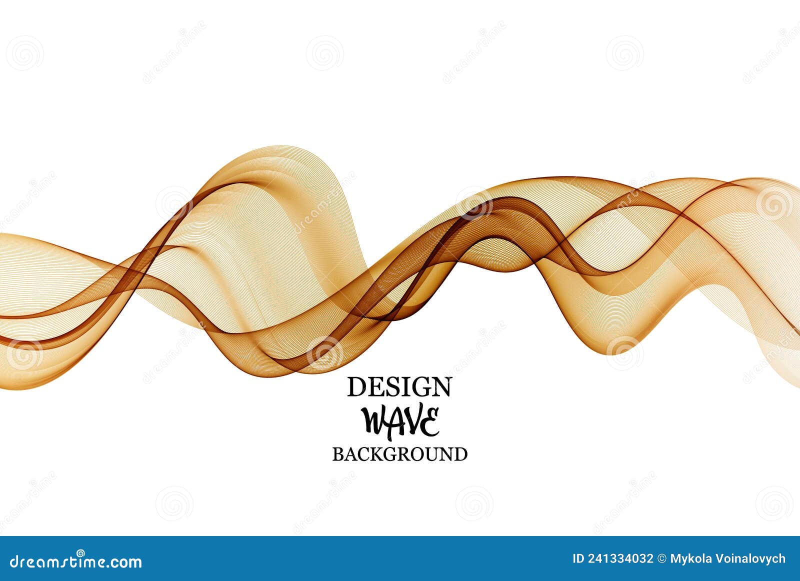 Abstract Vector Wave Lines of Gold Color, Flowing Wave on a White ...