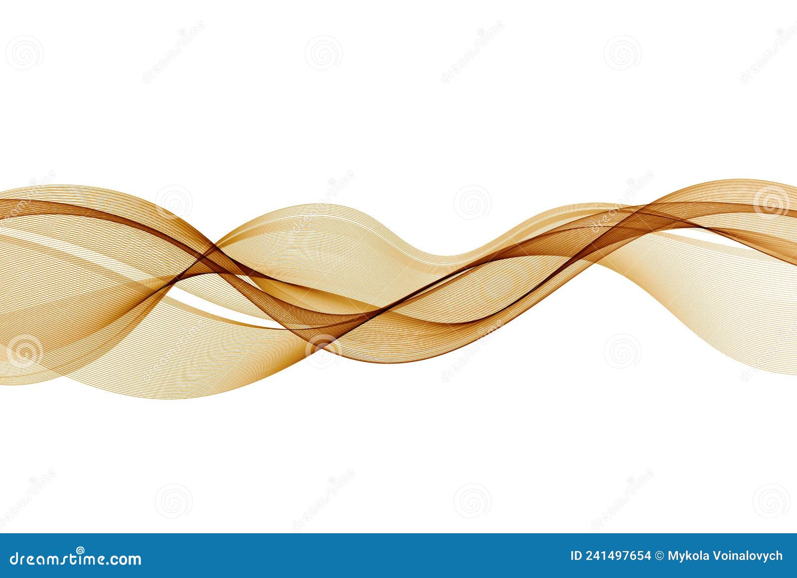 Abstract Vector Wave Lines of Gold Color, Flowing Wave on a White ...