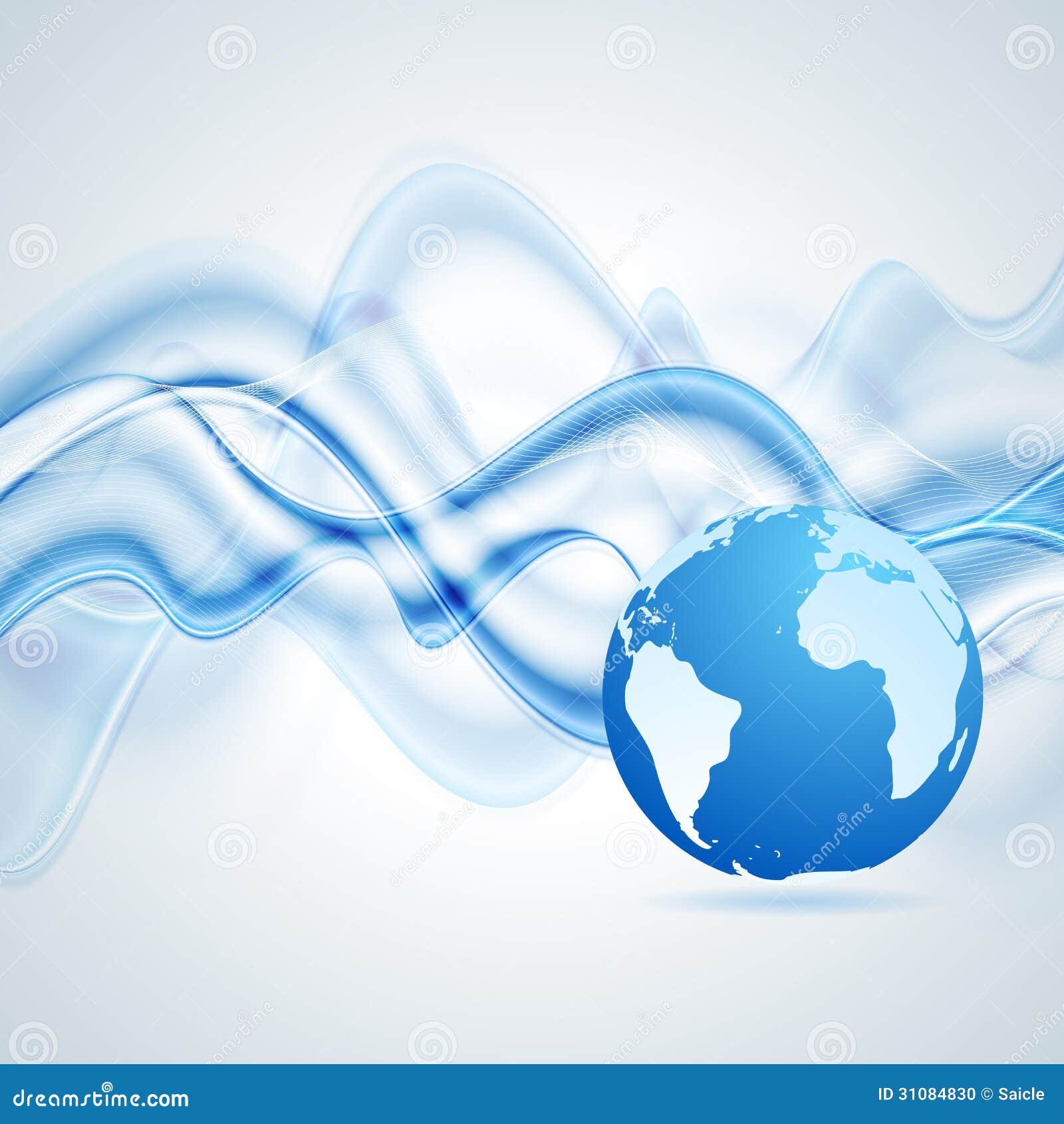 Abstract Vector Waves Background with Globe Stock Vector - Illustration ...