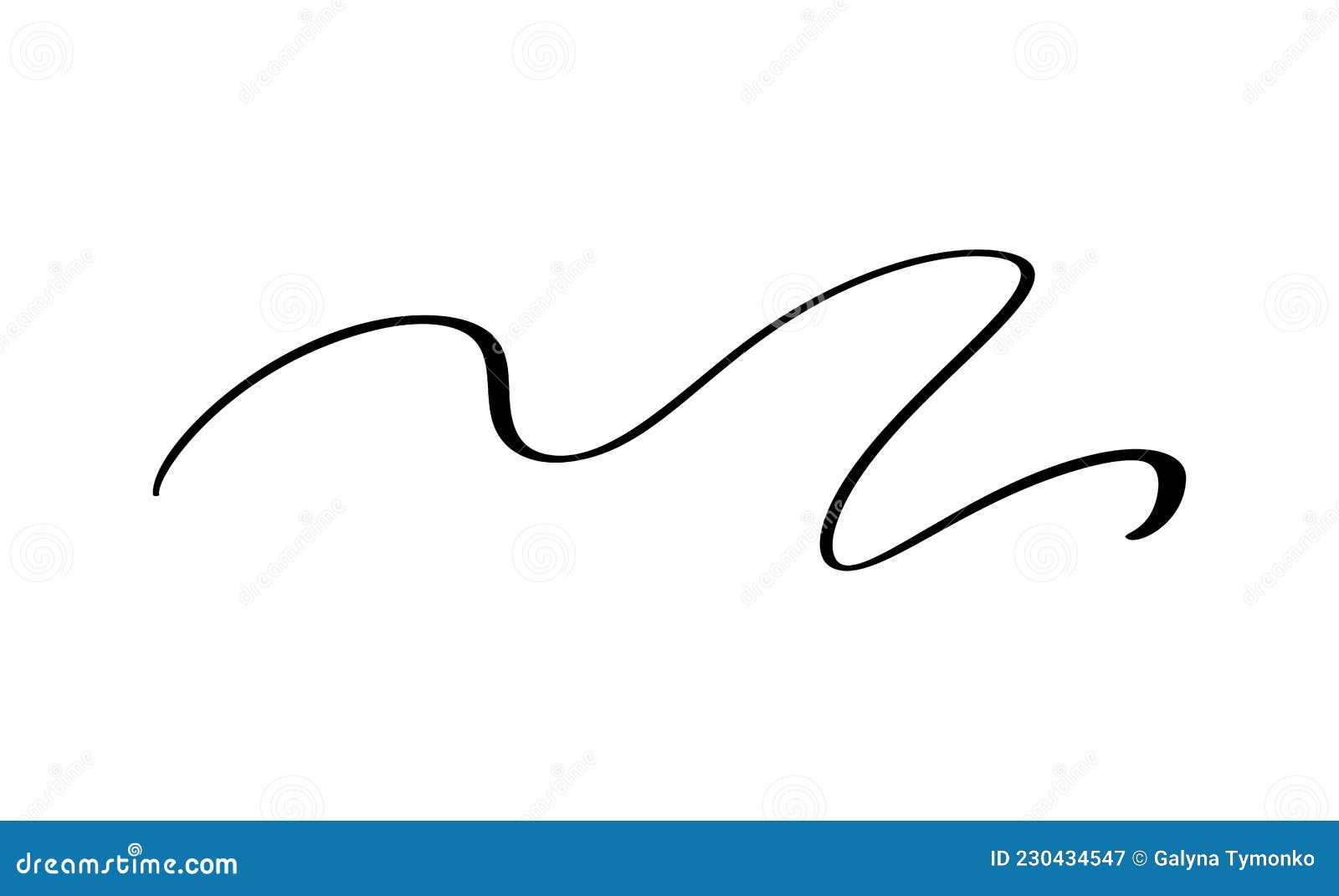 Abstract Vector Wavy Calligraphy Line Divider. Black Illustration Stock ...