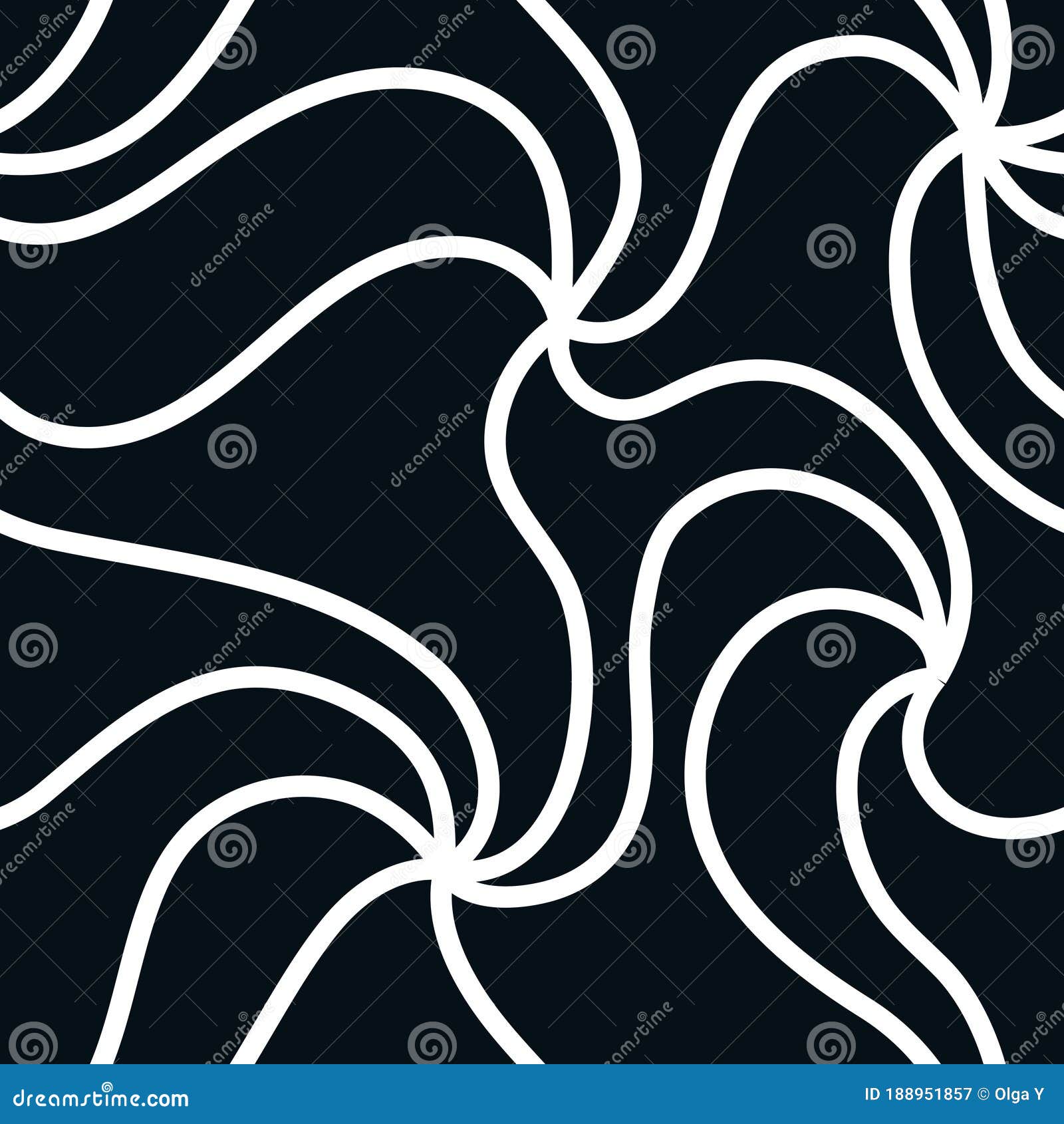 Abstract Vector White Curved Lines on a Black Background. Seamless ...