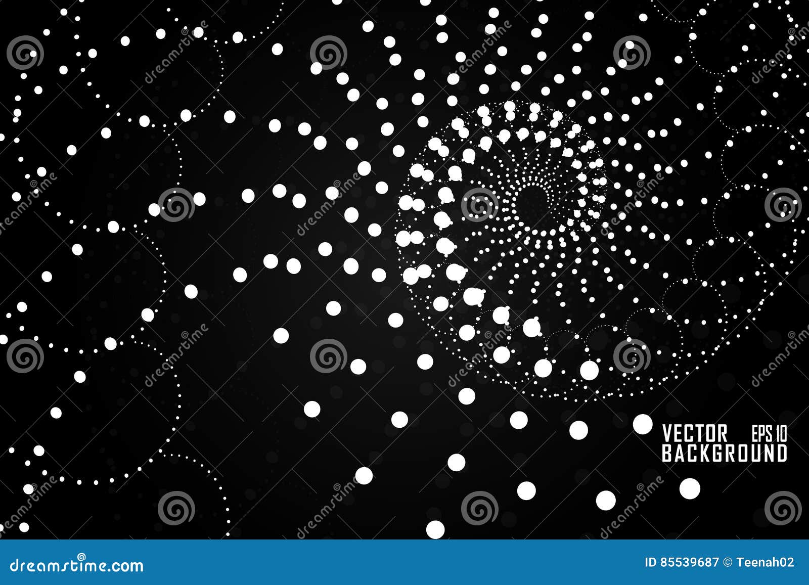 Abstract Vector: White Transform Spiral Effect on Black Background ...