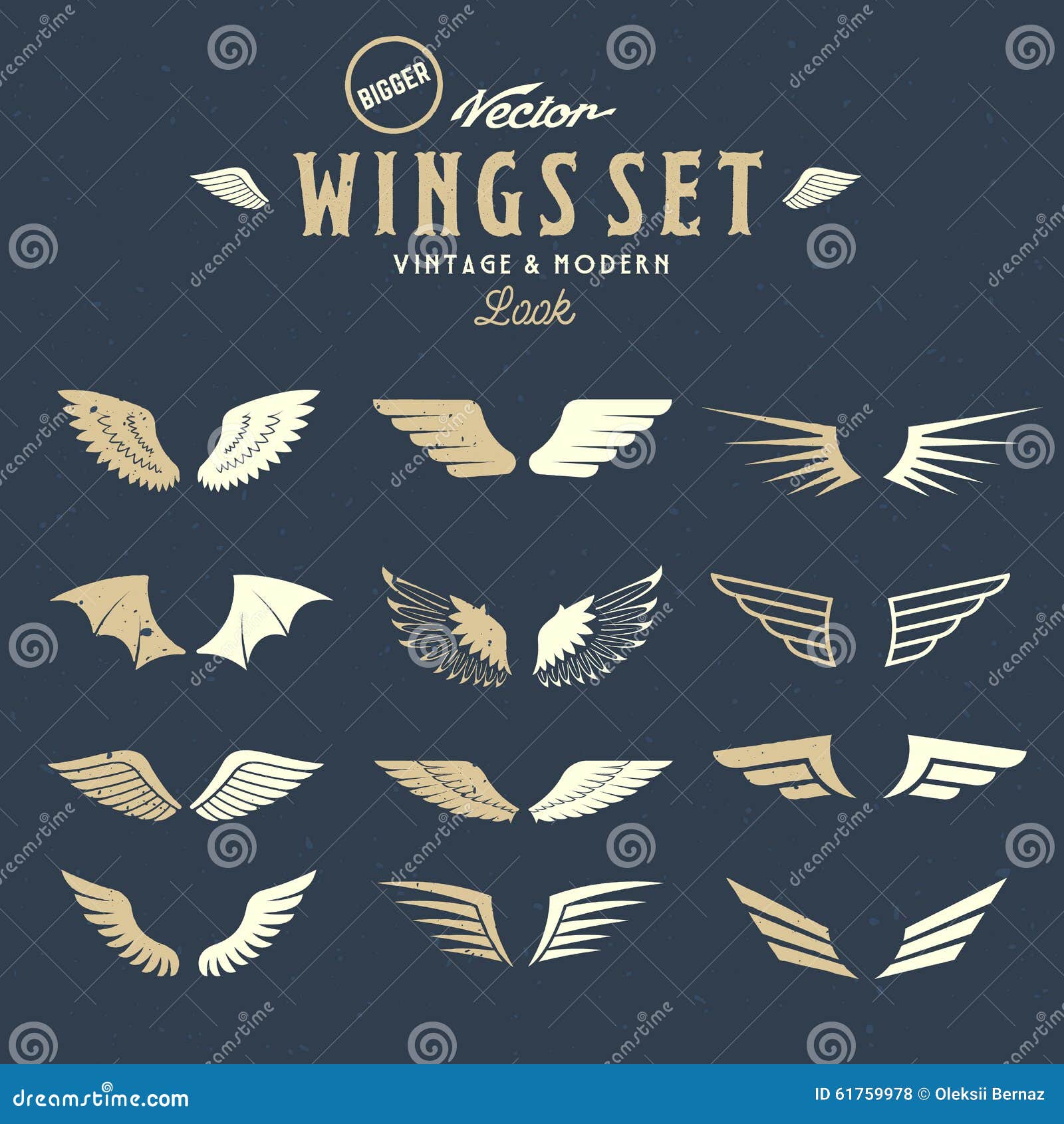 Abstract Vector Wings Big Set, Both Retro and Stock Vector ...