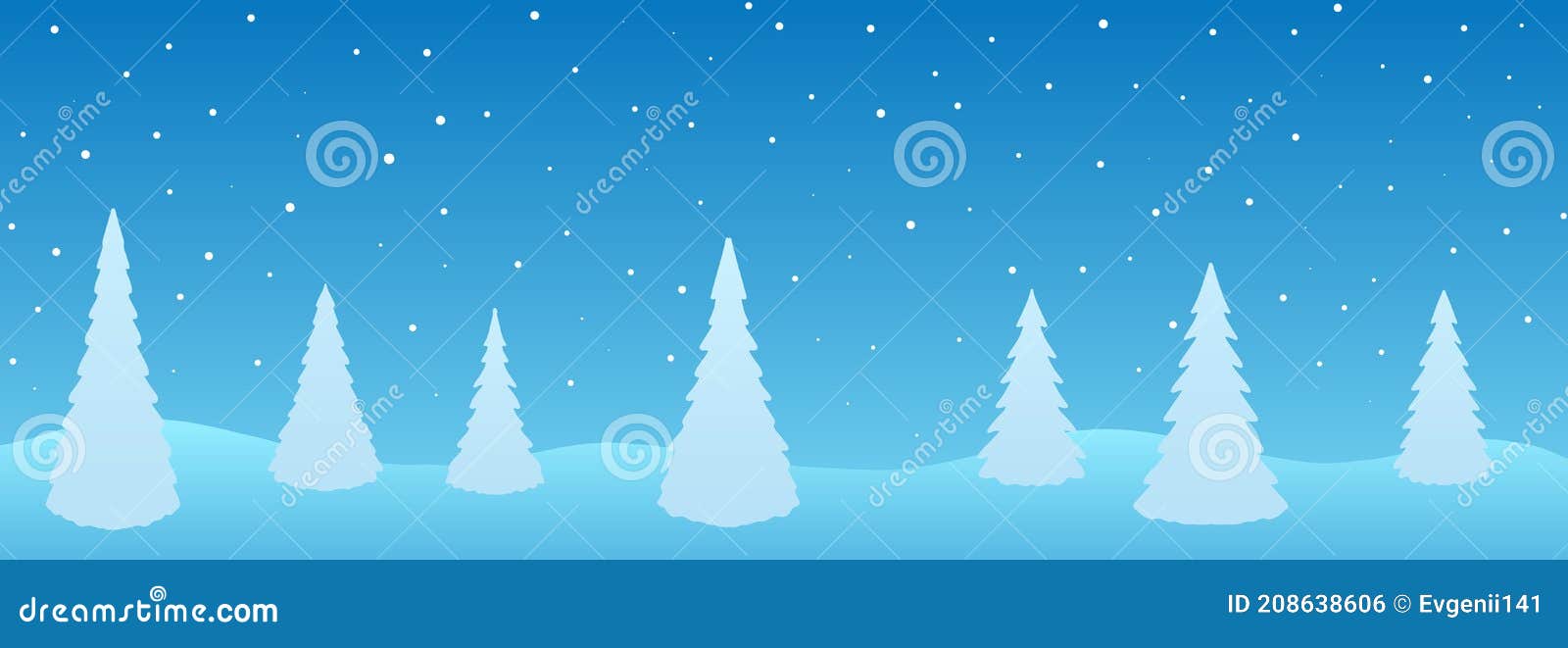 Abstract Vector Winter Blue Cartoon Background. Falling Snow from ...