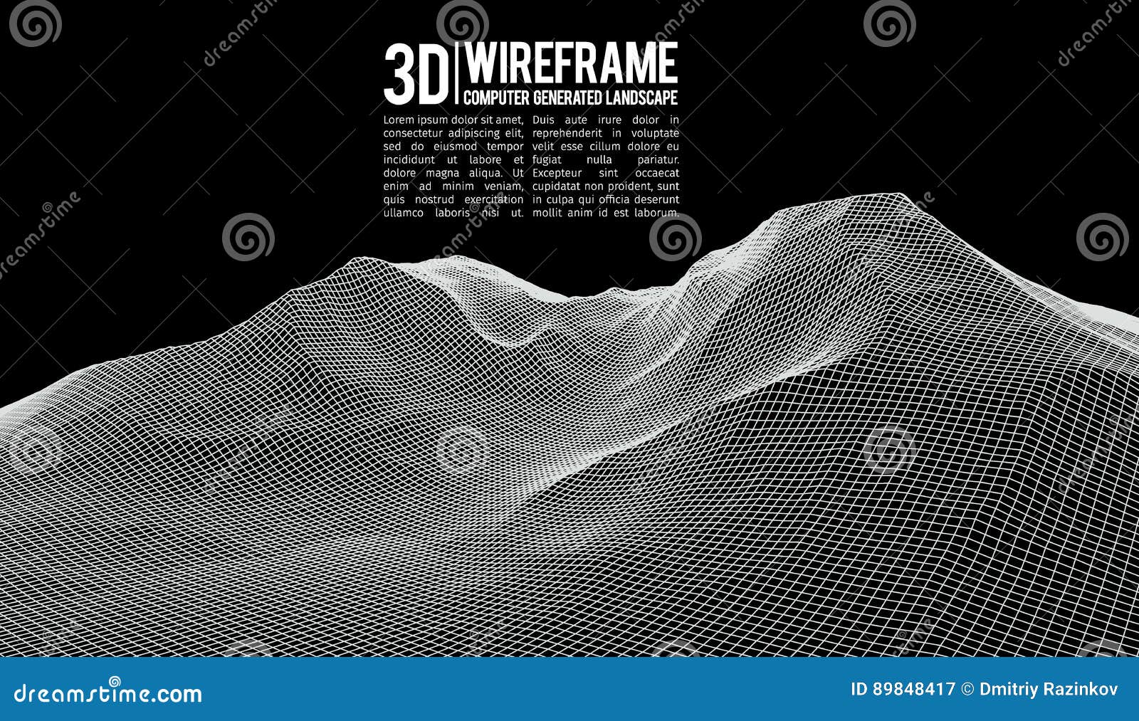 Abstract Vector Wireframe Landscape Background. Cyberspace Grid. 3d ...
