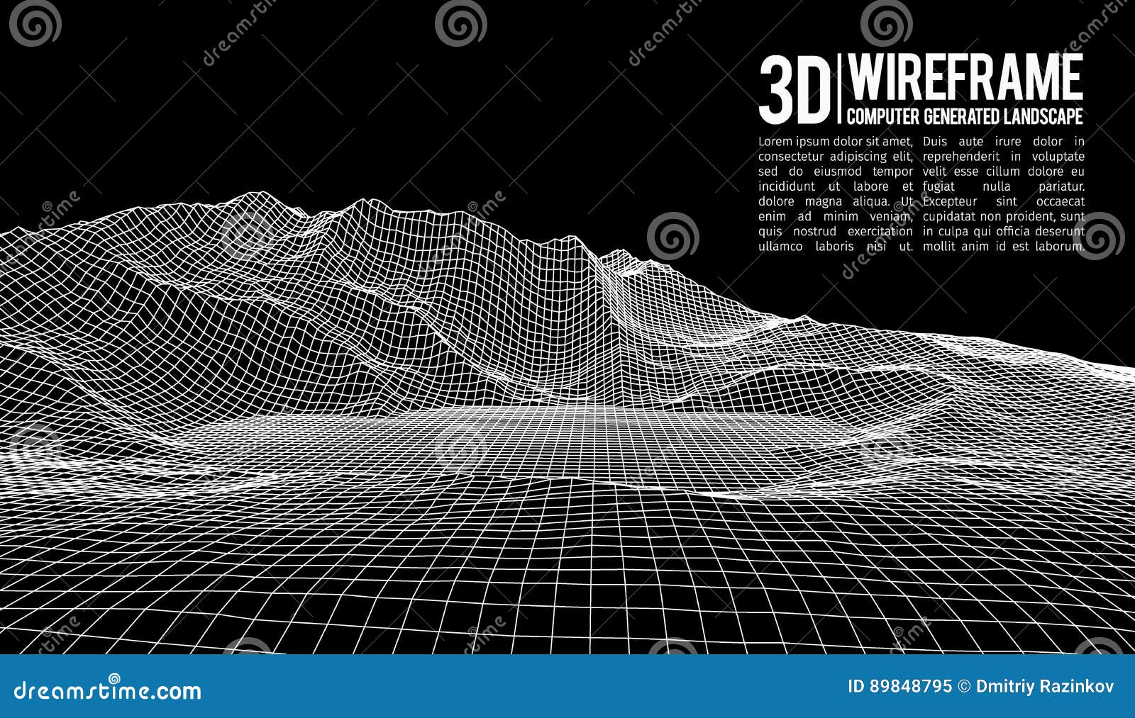 Wireframe Landscape Wire. Wireframe Terrain Lines Landscape Design. 3d ...
