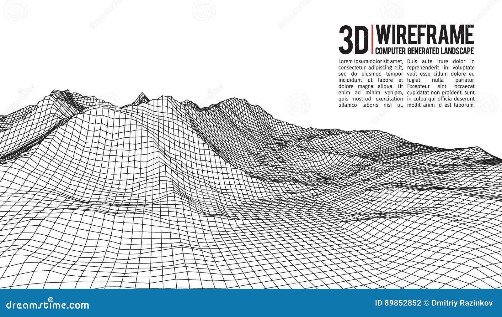 Abstract Vector Wireframe Landscape Background. Cyberspace Grid. 3d ...
