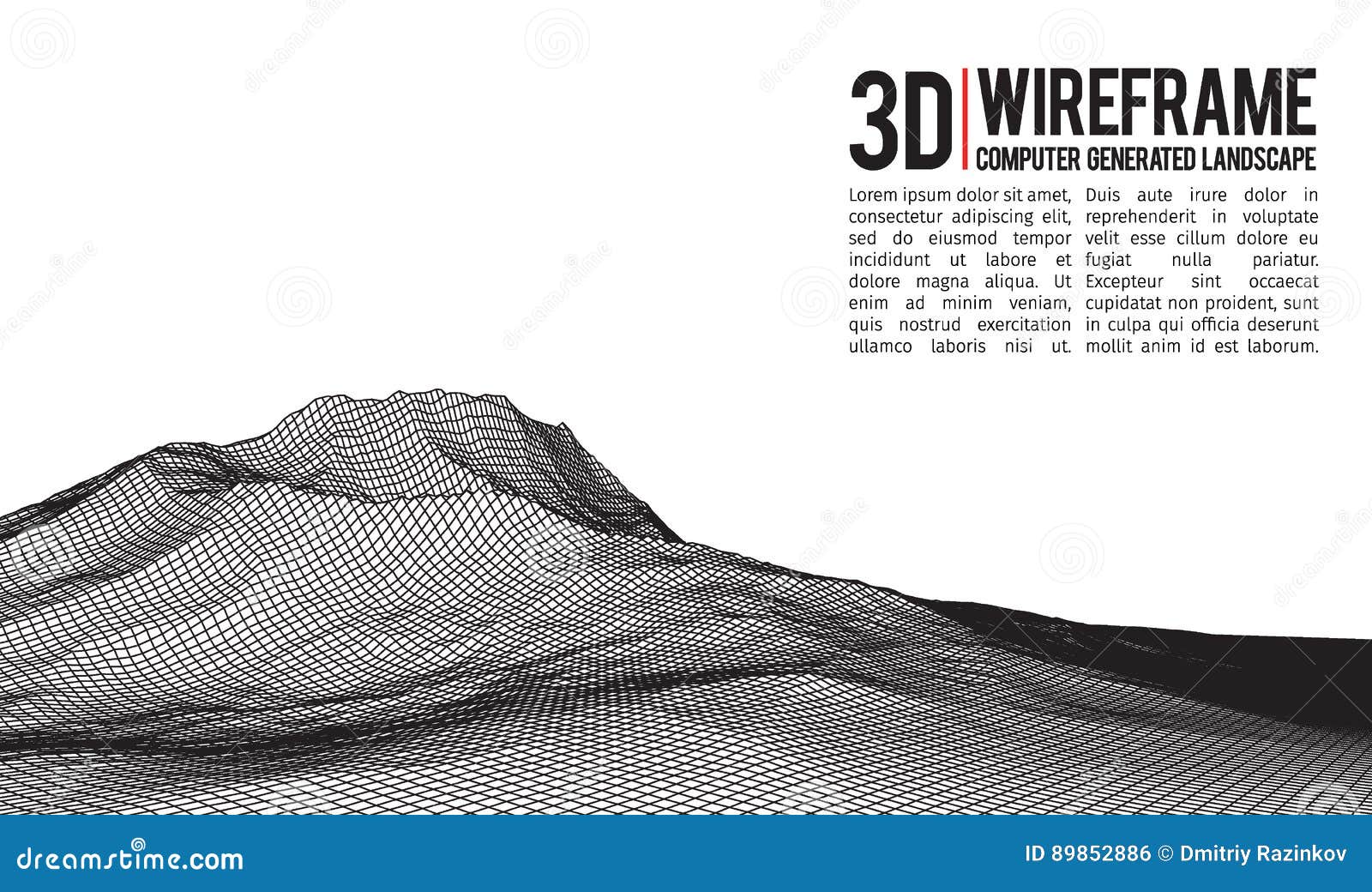 Abstract Vector Wireframe Landscape Background Cyberspace Grid 3d