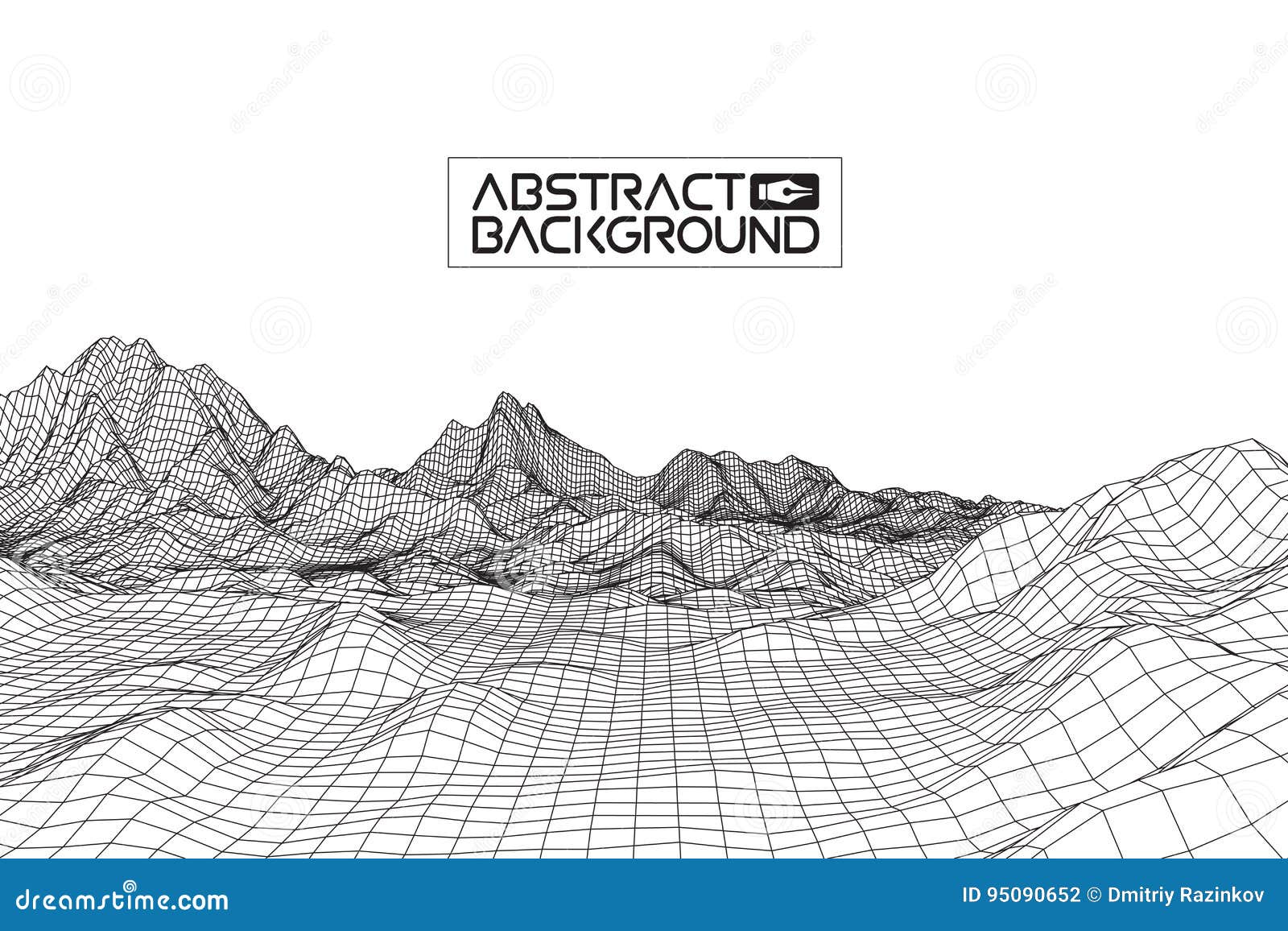 Abstract Vector Wireframe Landscape Background Cyberspace Grid 3d