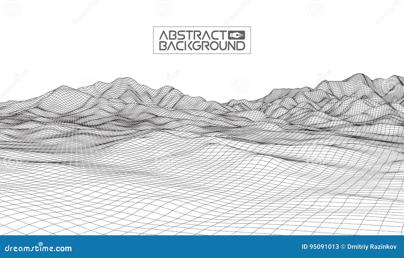 Abstract Vector Wireframe Landscape Background Cyberspace Grid 3d