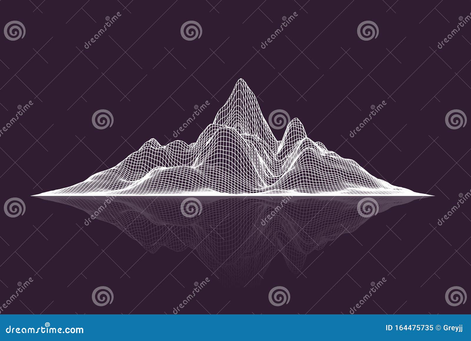 Abstract Wireframe Mesh Mountains, Front View Stock Vector ...
