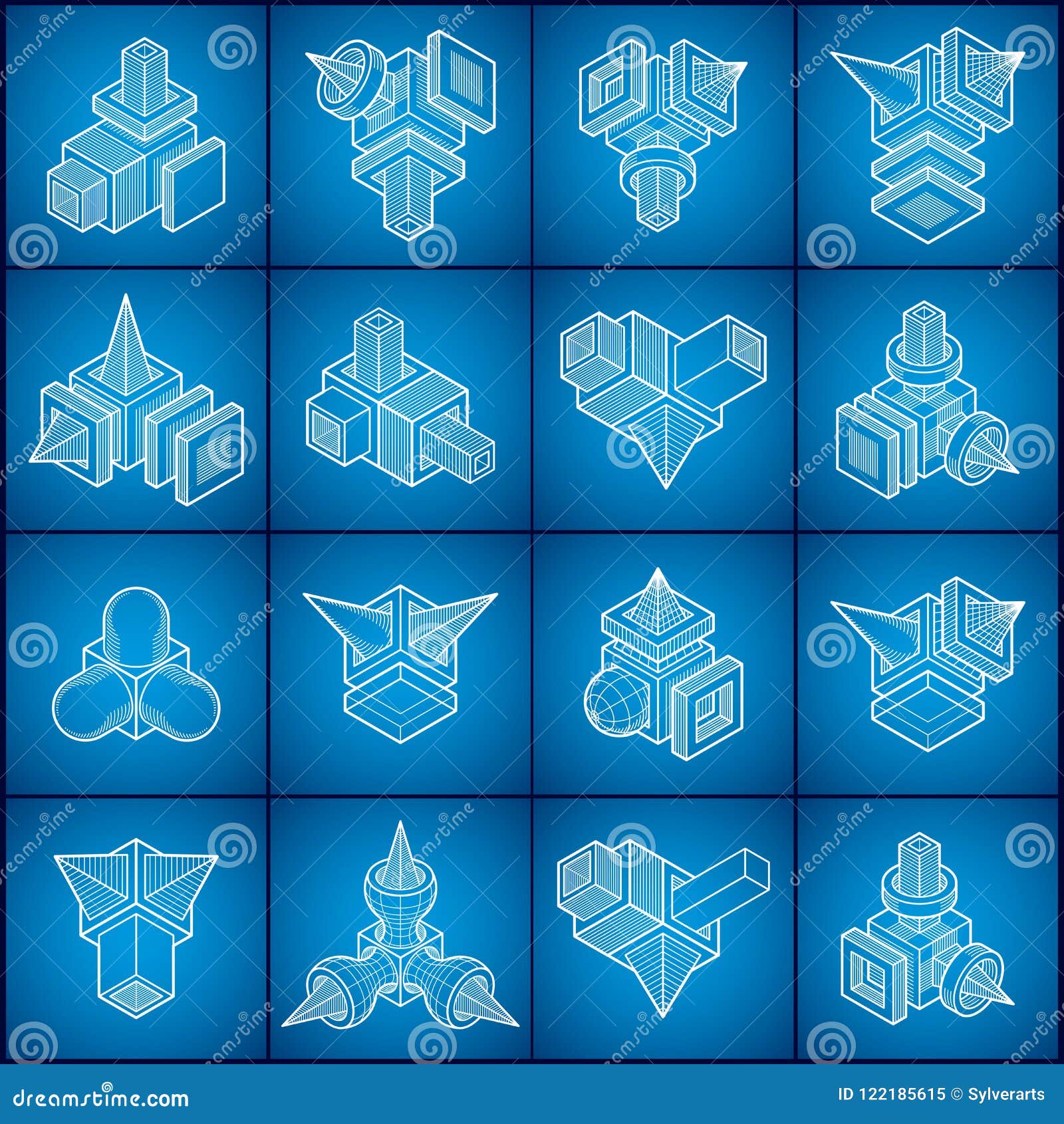 Abstract Vectors, 3D Shapes Set. Stock Vector - Illustration of cubical ...