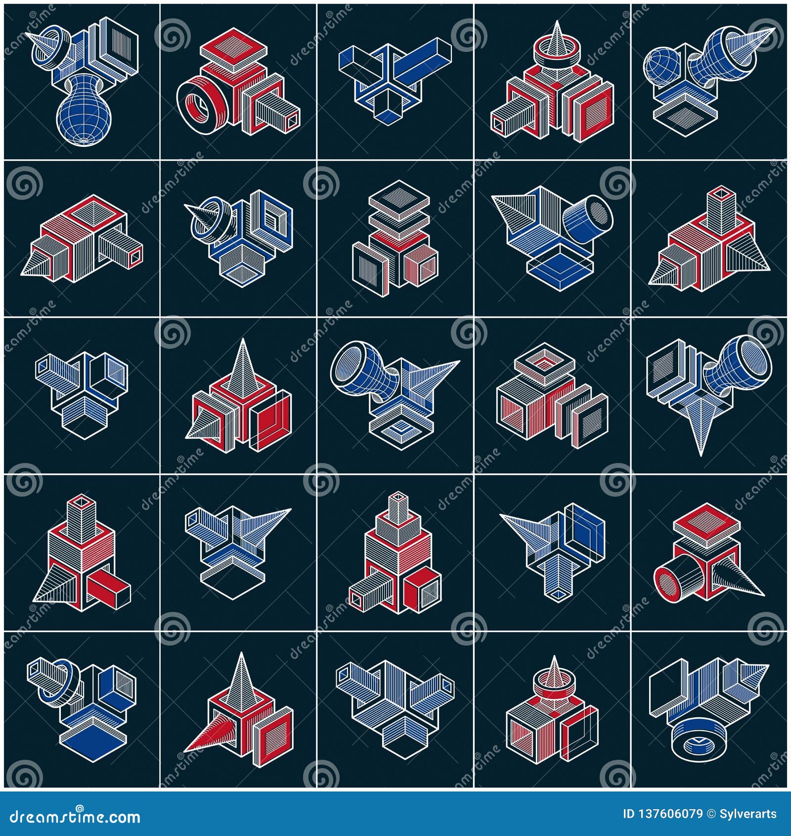 Abstract Vectors, 3D Simple Geometric Shapes Set Stock Vector ...