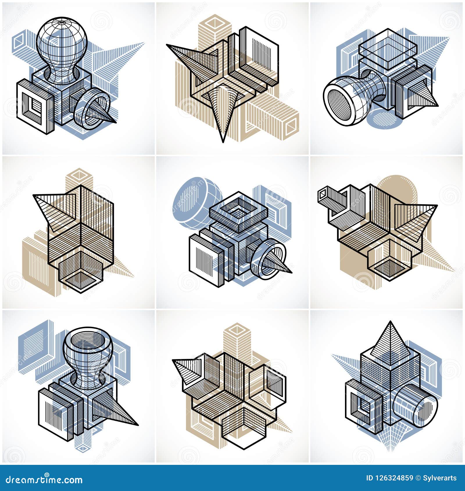 Abstract Vectors Set, Isometric Dimensional Shapes Collection. Stock ...
