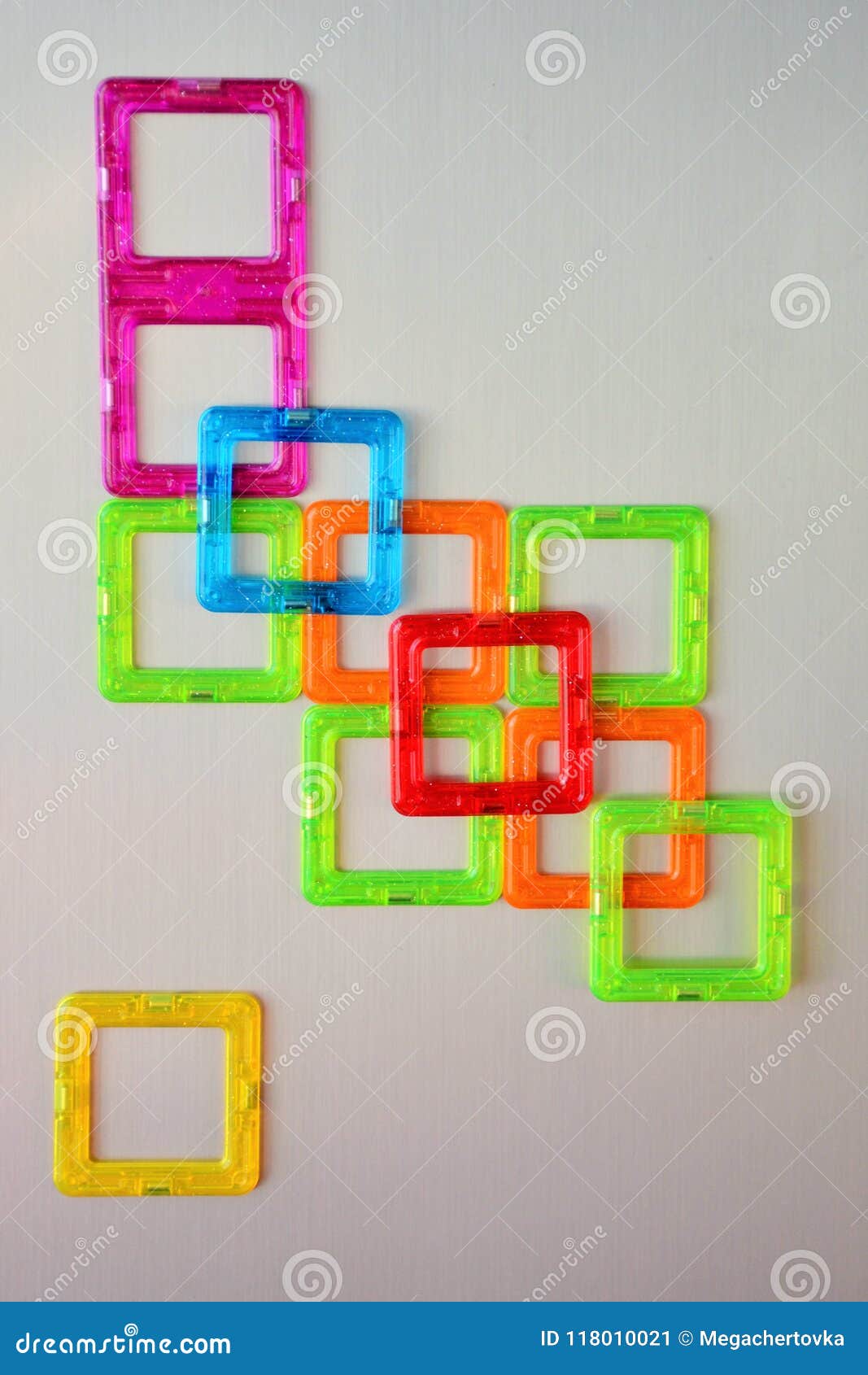 Abstract Vertical Composition with Colourful Squares on Light Grey ...