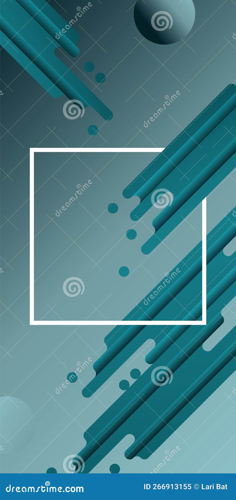 Abstract Vertical Dark Green Gradient Background with Square Frame and ...