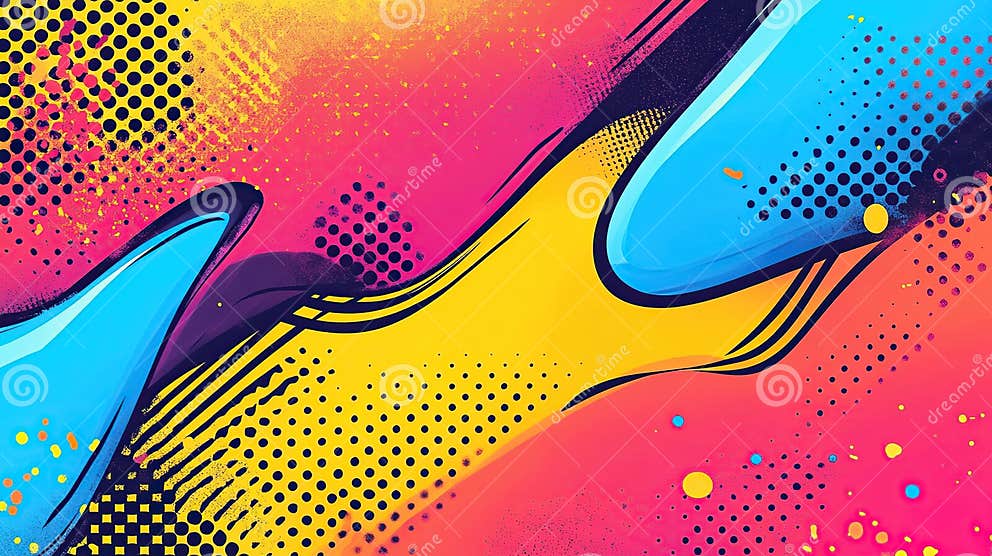 Abstract Vibrant Color Splash Design with Dynamic Shapes and Halftone ...