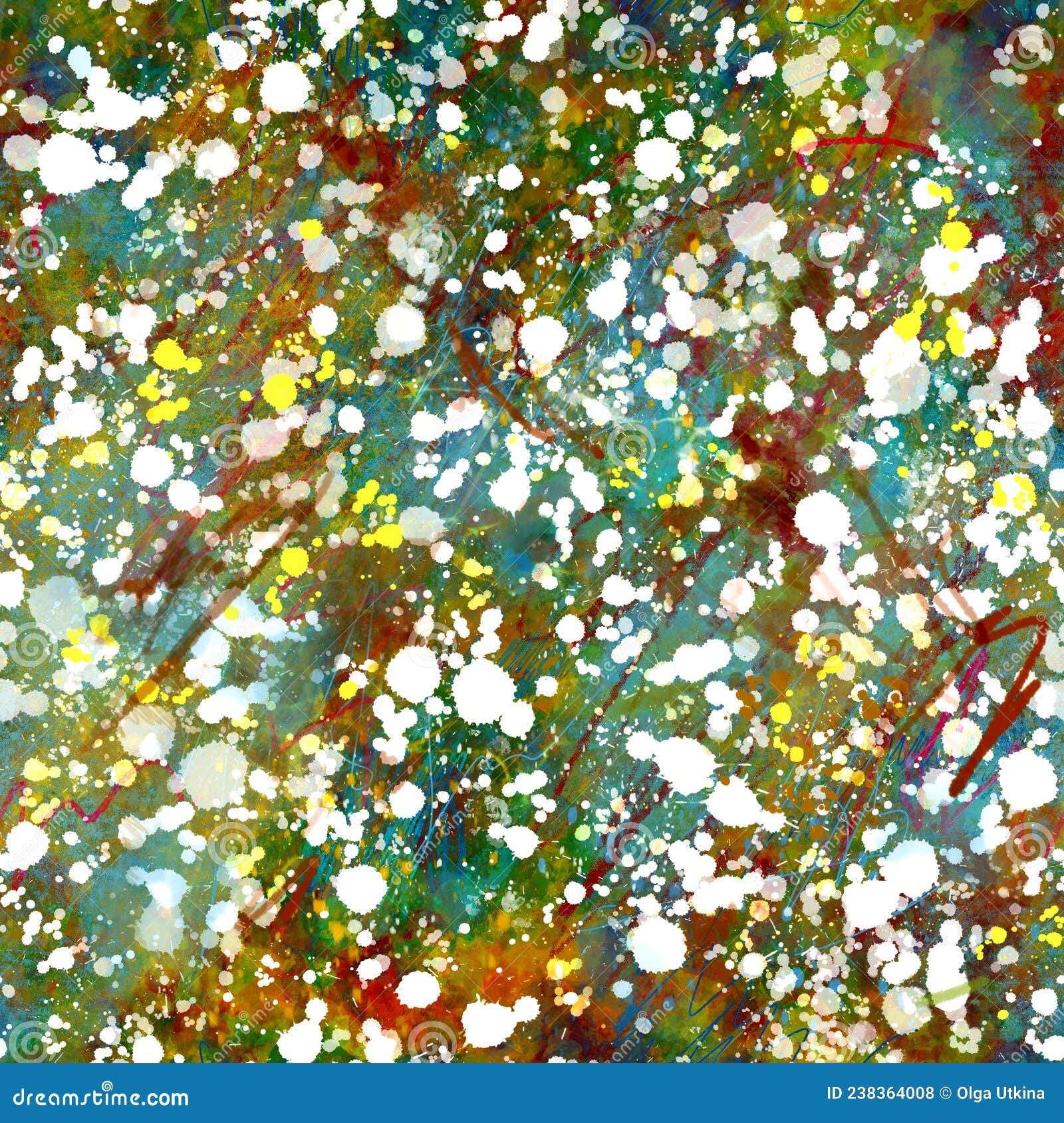 Trendy Multicolor Seamless Pattern of Chaotic Irregular Spot Drops ...