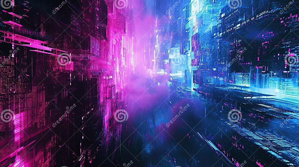 Abstract Vibrant Colors Neon Background, Glowing Lines and Waves ...