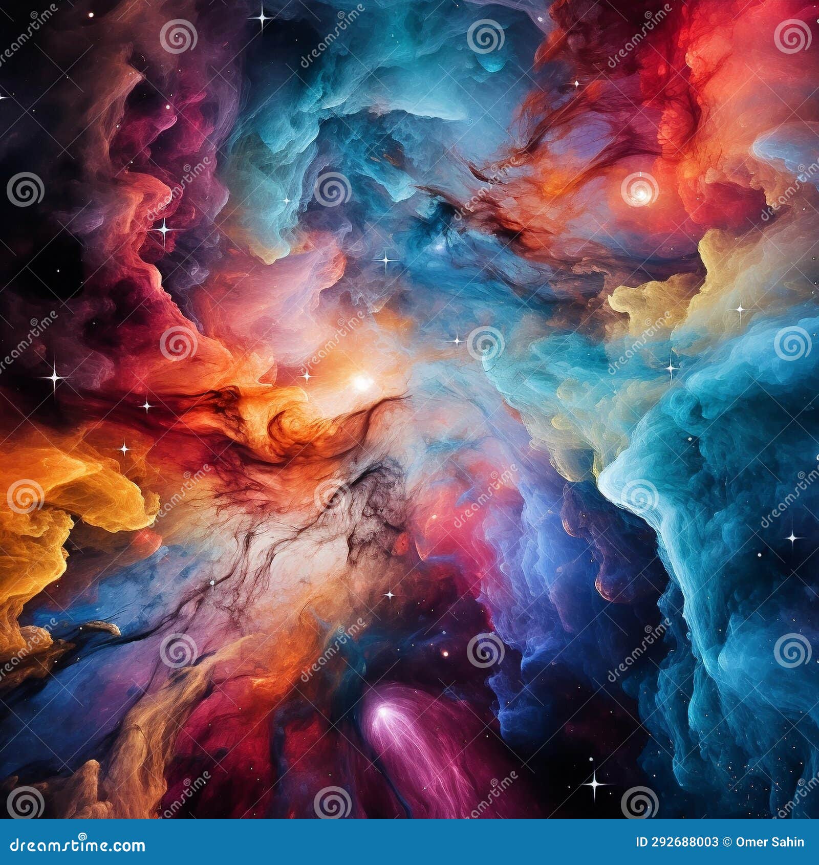 Abstract and Vibrant Cosmic Gas Clouds Stock Image - Image of ...