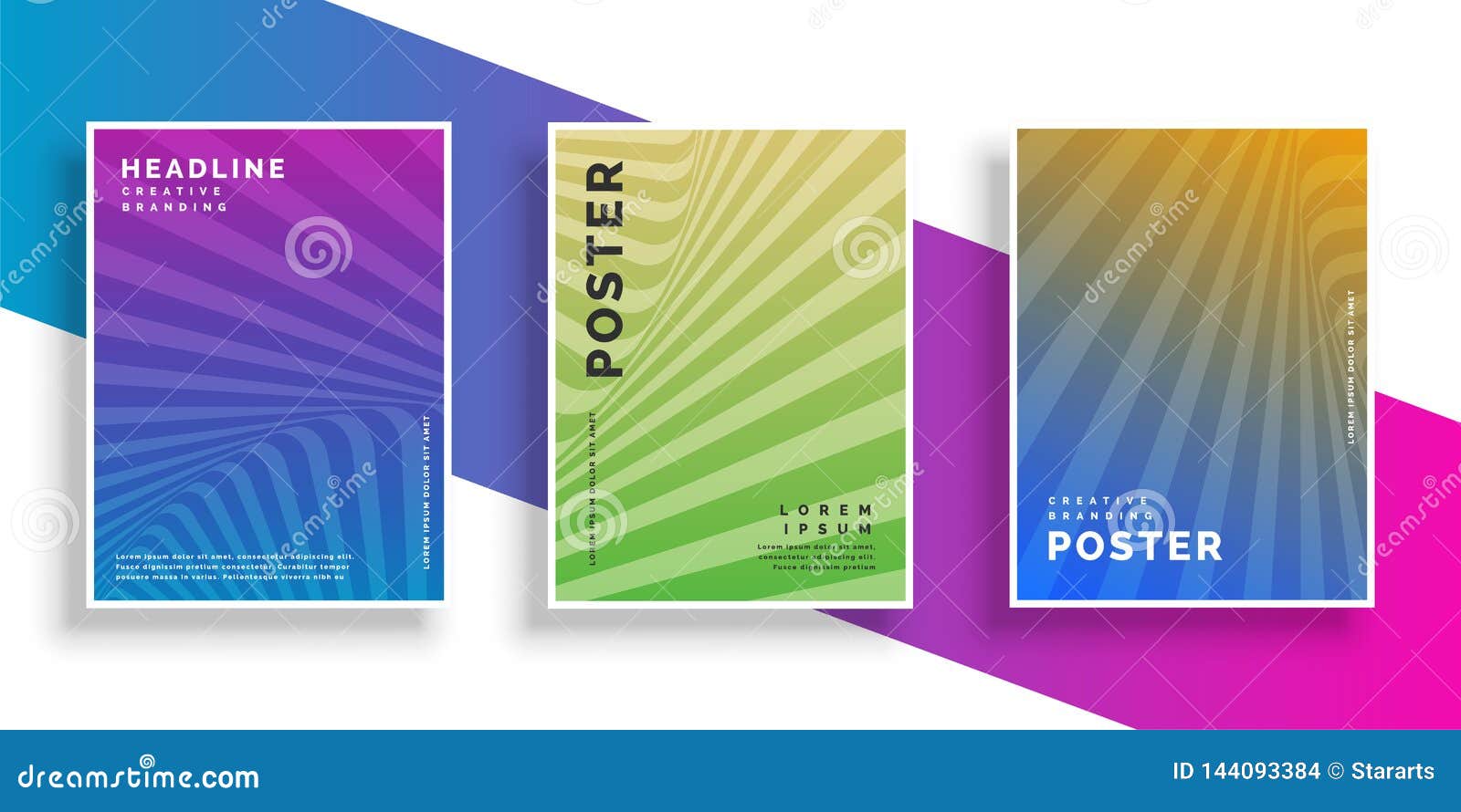 Abstract Vibrant Line Rays Flyer Brochure Design Set Stock Vector ...