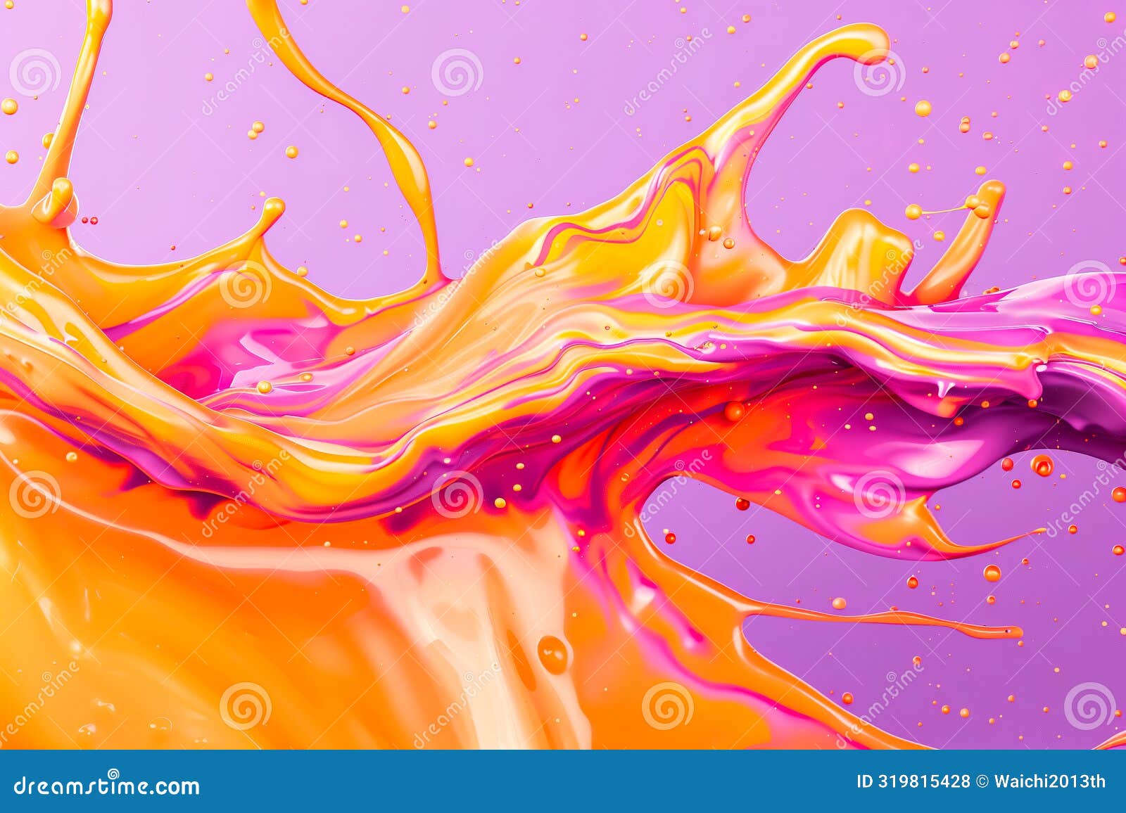 Abstract Vibrant Multi-color Wet Paint Drops and Splotch Stock ...