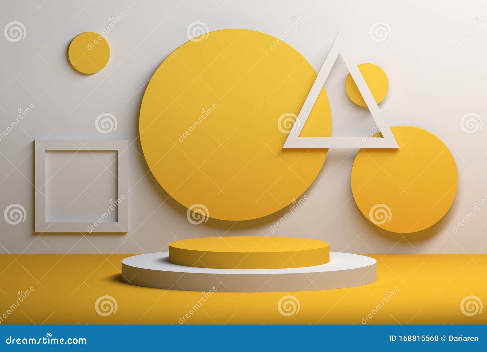 Abstract Vibrant Yellow Composition with Basic Geometric Shapes Stock ...