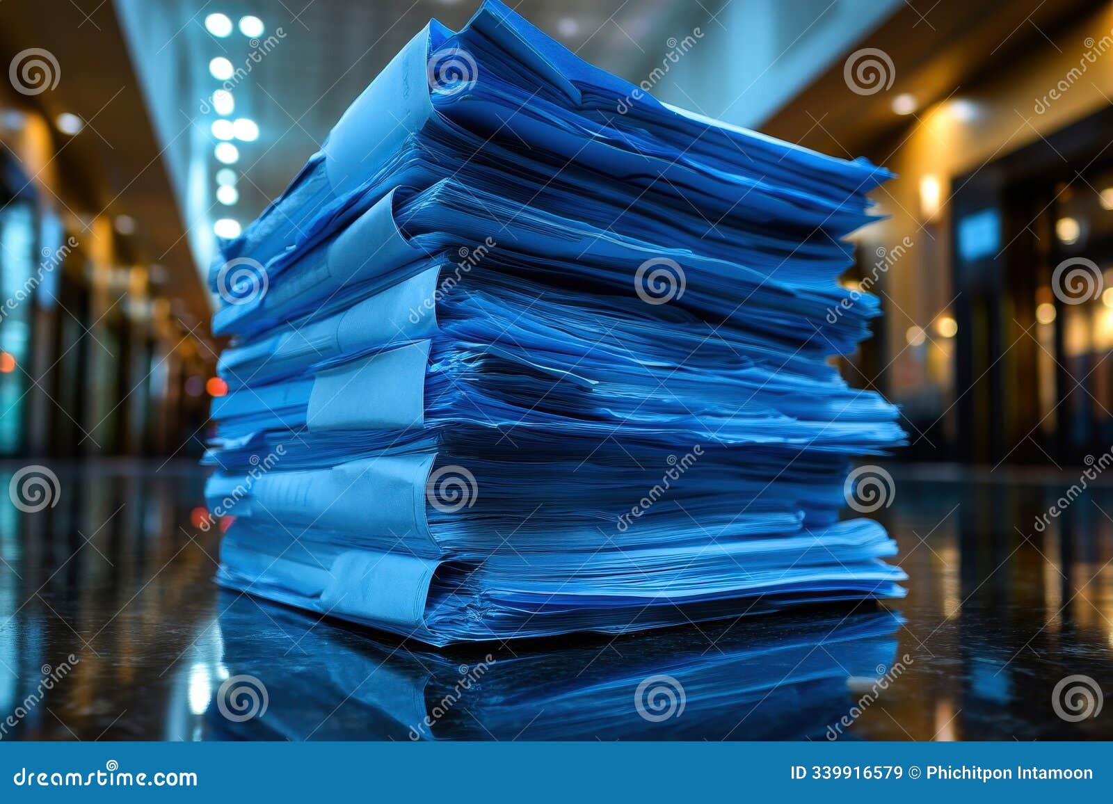 Abstract View of a Cluttered Desk with Documents Piling Up, Work ...
