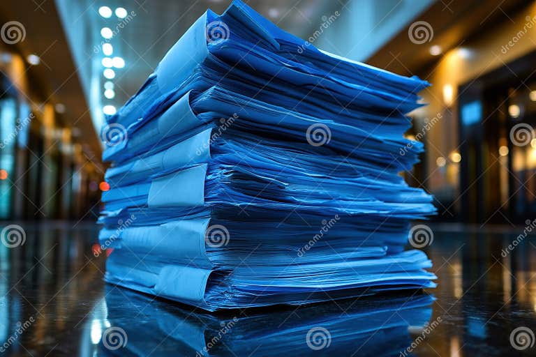 Abstract View of a Cluttered Desk with Documents Piling Up, Work ...