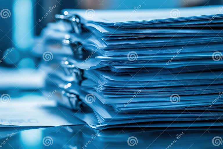 Abstract View of a Cluttered Desk with Documents Piling Up, Work ...