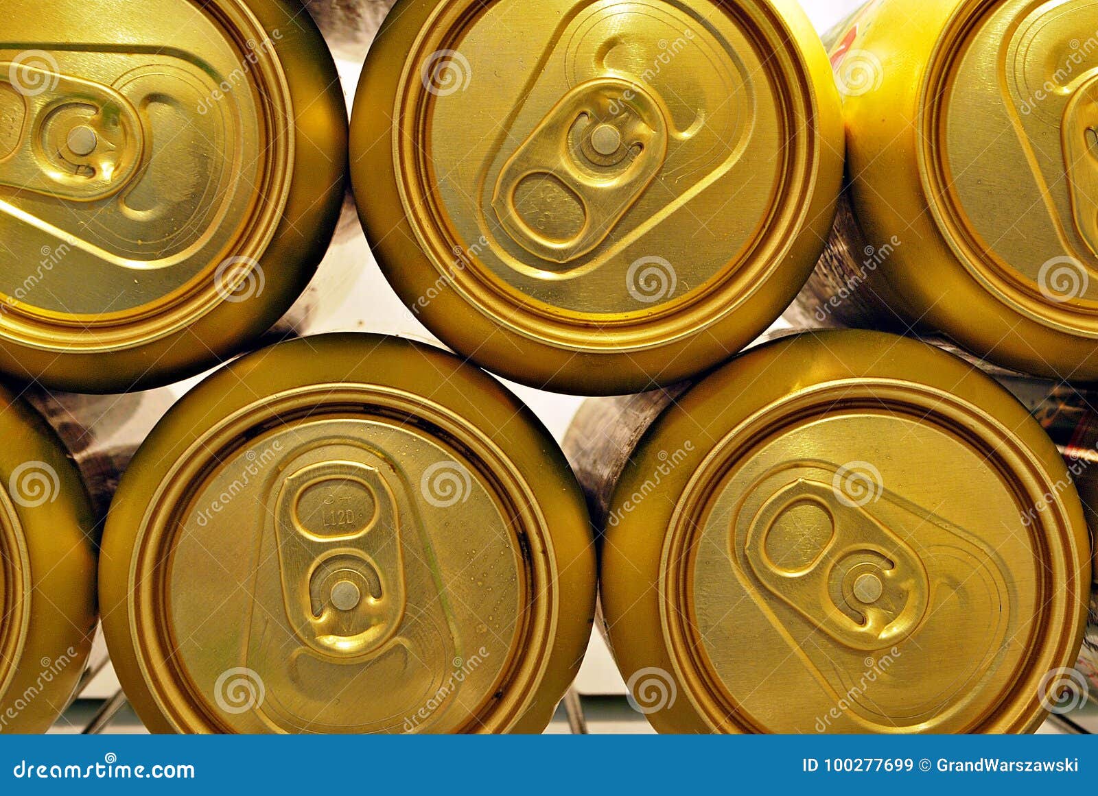 Golden beer cans stock image. Image of drink, bottle - 100277699
