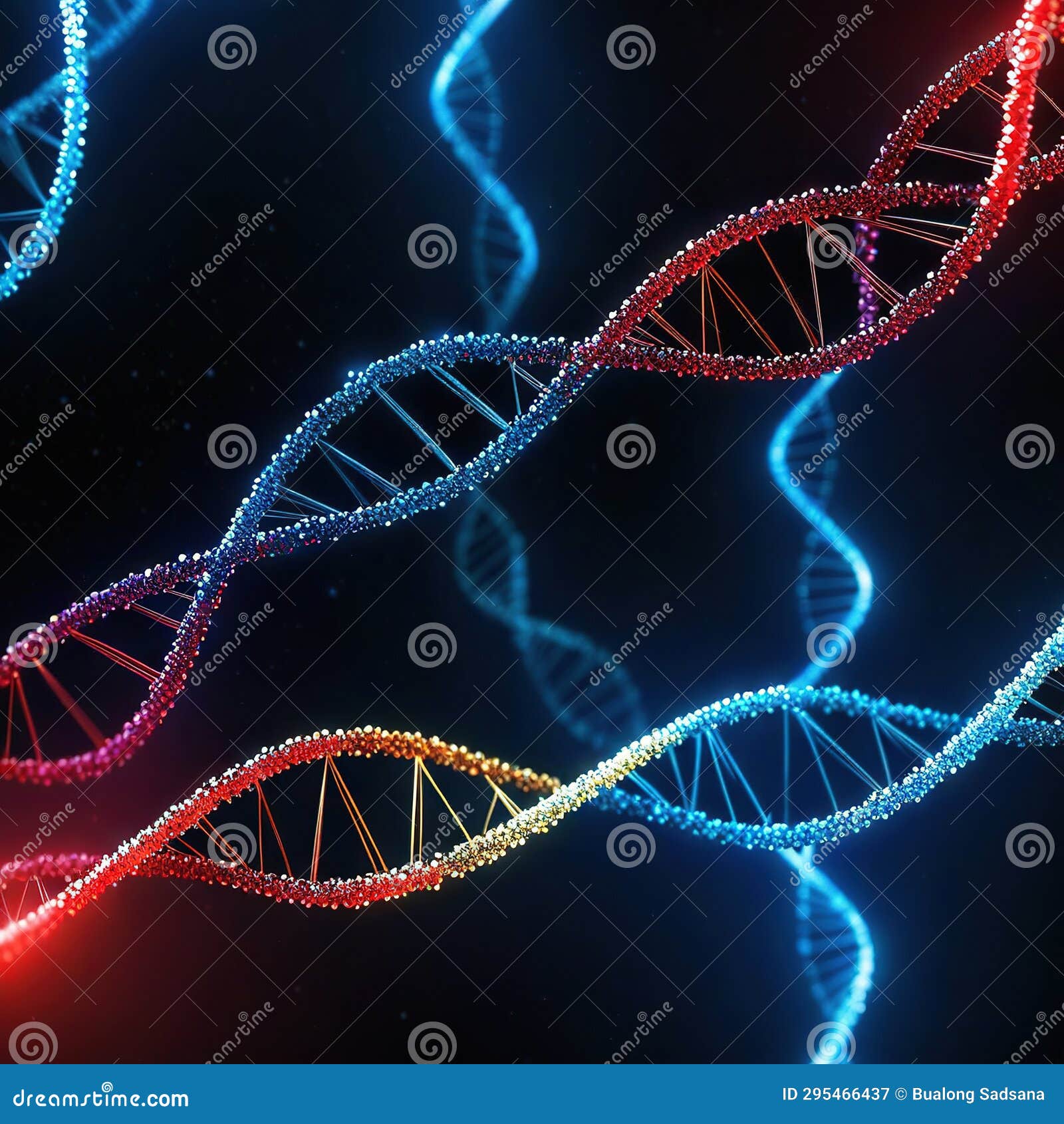 Abstract View of Genome and Dna Molecular Chain in Red and Colored Dna ...