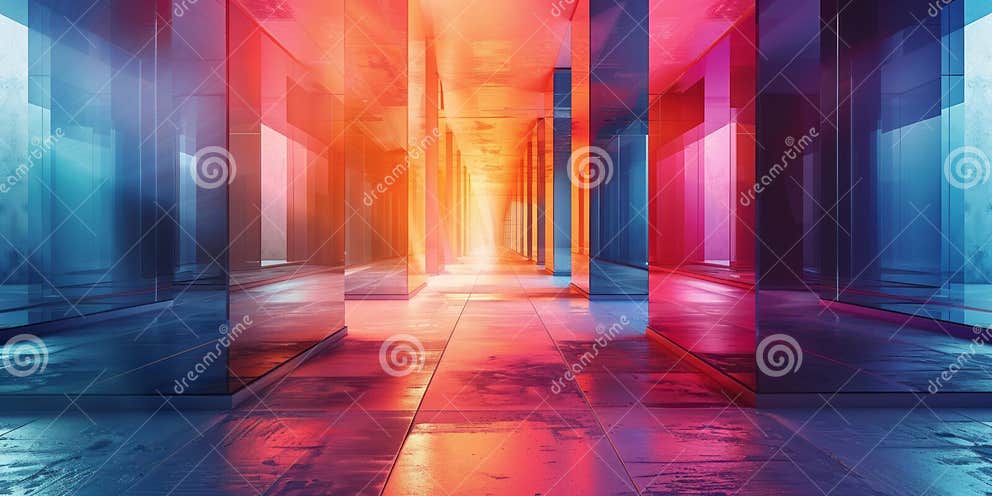 An Abstract View of a Hallway Inside a Building, Showing Patterns ...