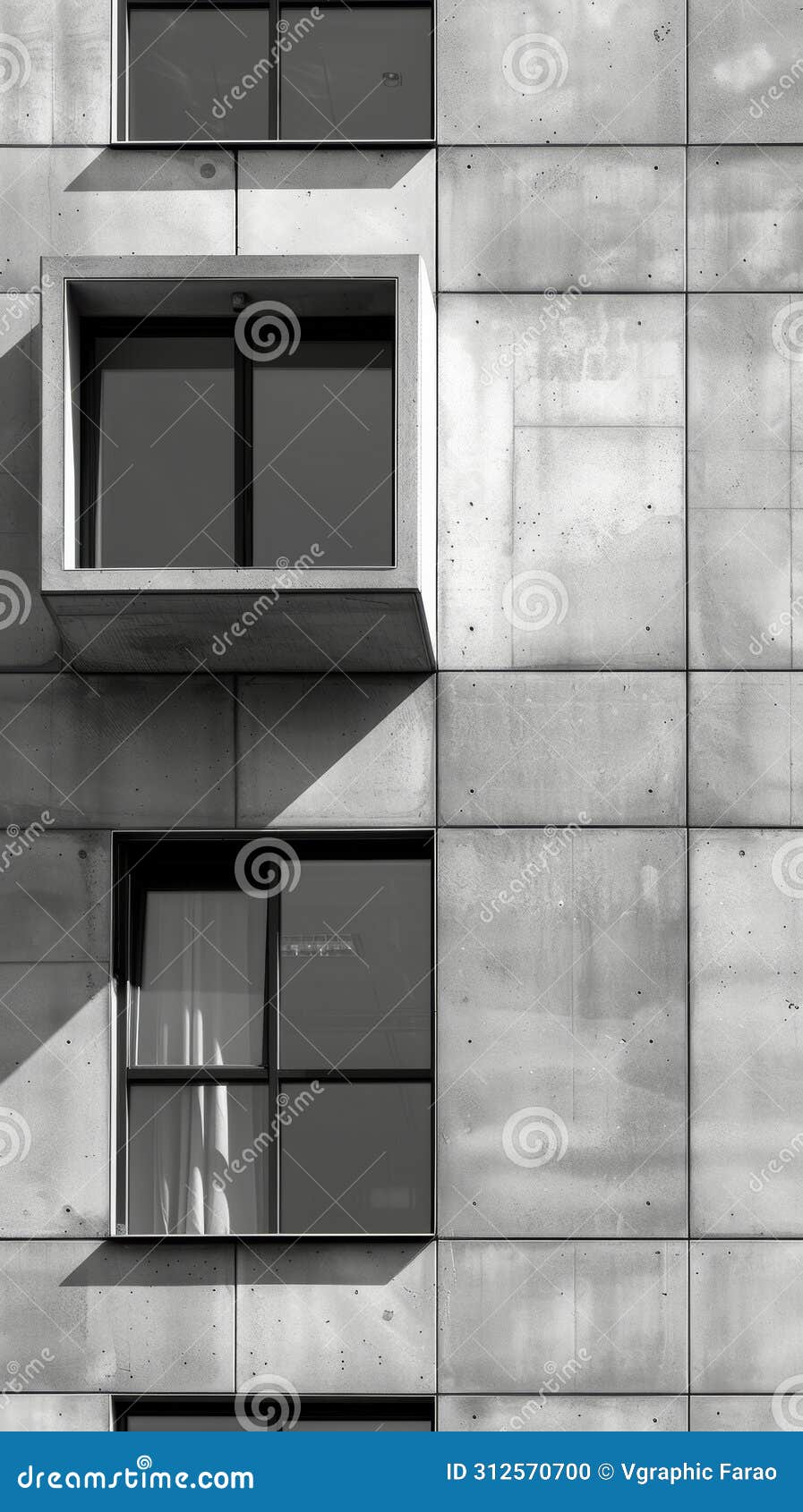 Abstract View of Modern Concrete Building Facade with Windows Stock ...