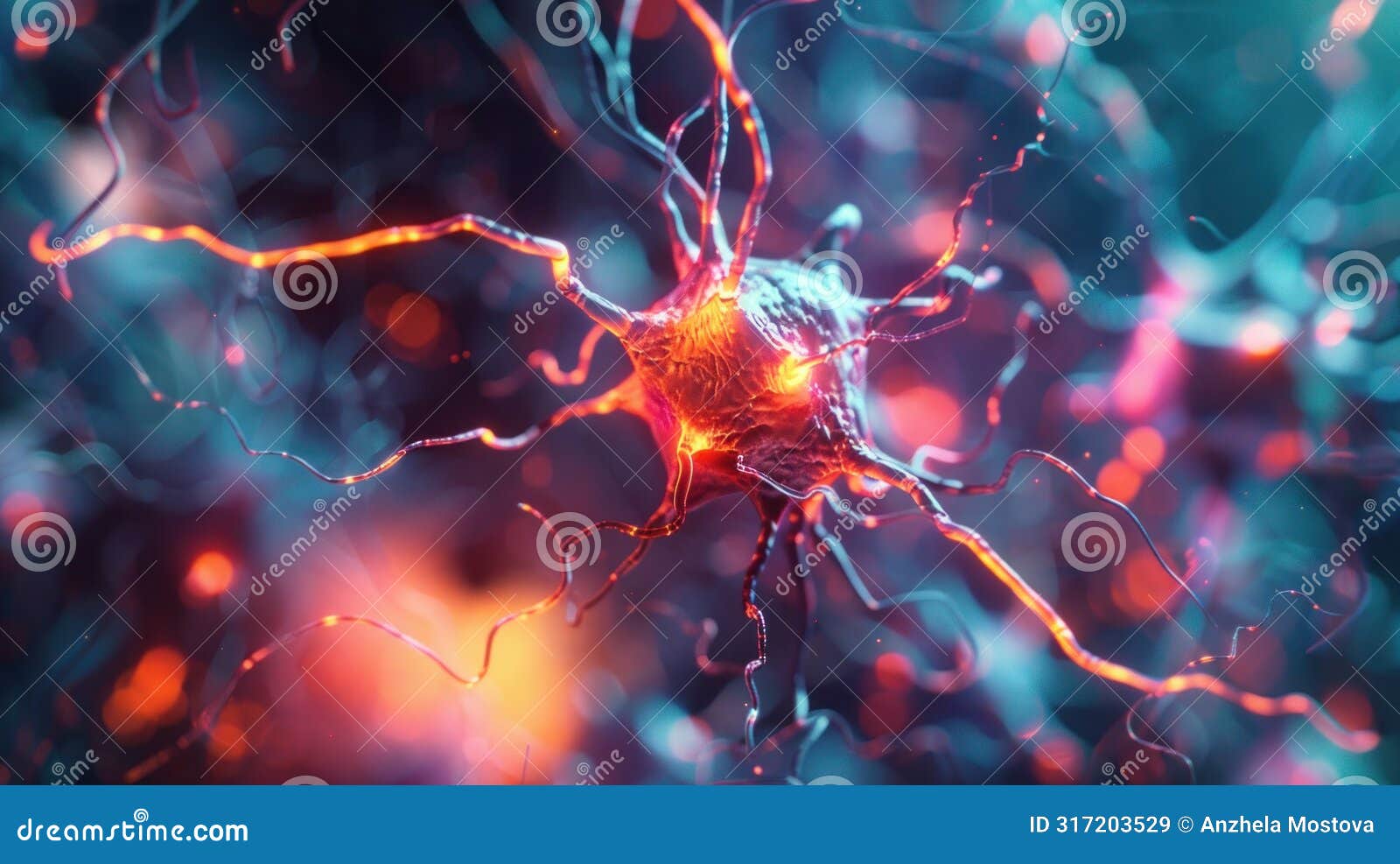 Abstract View of Nervous System Cells Under a Microscope Stock ...