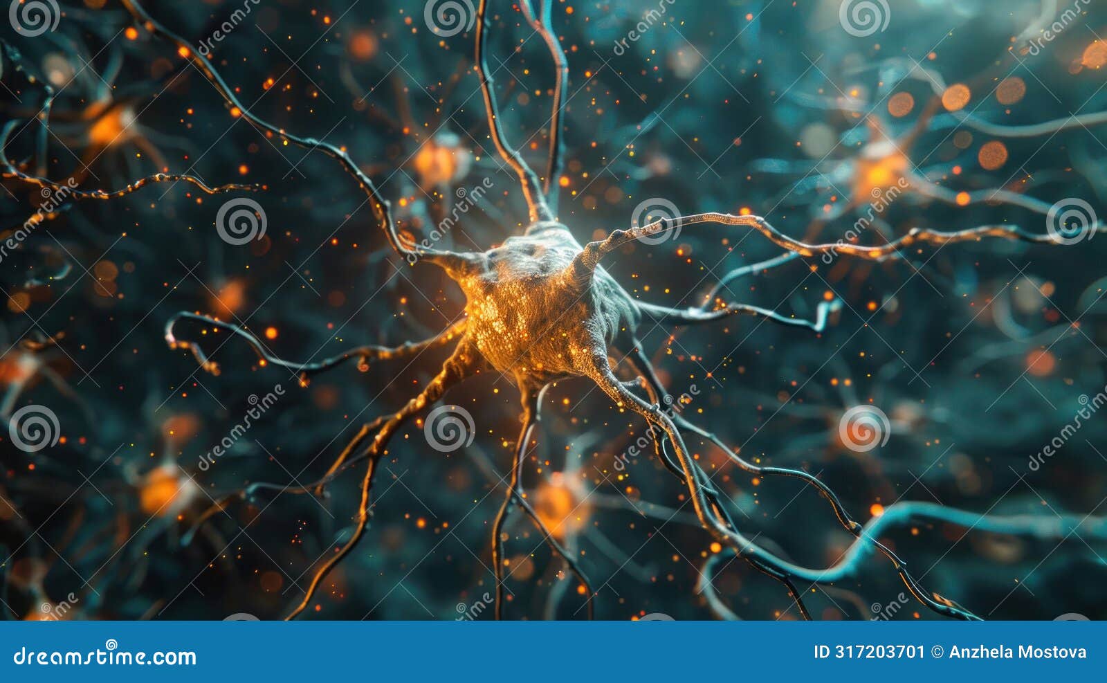 Abstract View of Nervous System Cells Under a Microscope Stock ...