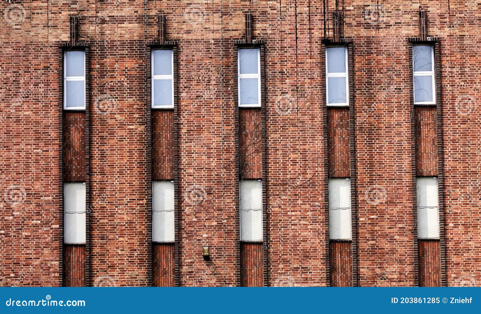 Abstract View of an Old Brick Building with Elongated Rectangular ...