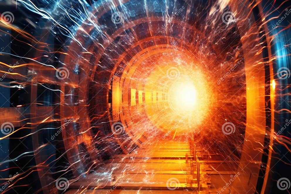 Abstract View of Particles Colliding Inside the Accelerator Stock ...