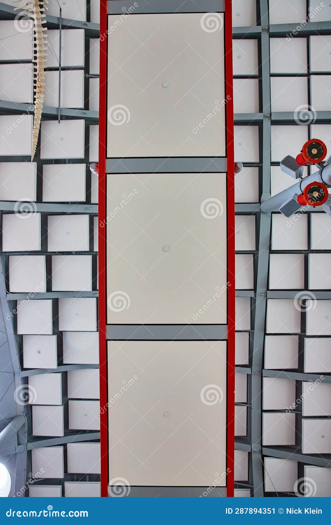 Abstract View of Underside of Walkway with Orange Siding and White ...