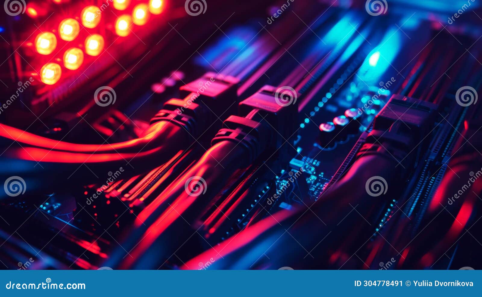 Abstract View of Various it Data Cables Inside a Computer Conveying ...