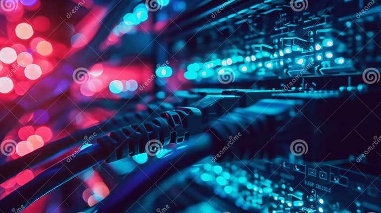 Abstract View of Various it Data Cables Inside a Computer Conveying ...