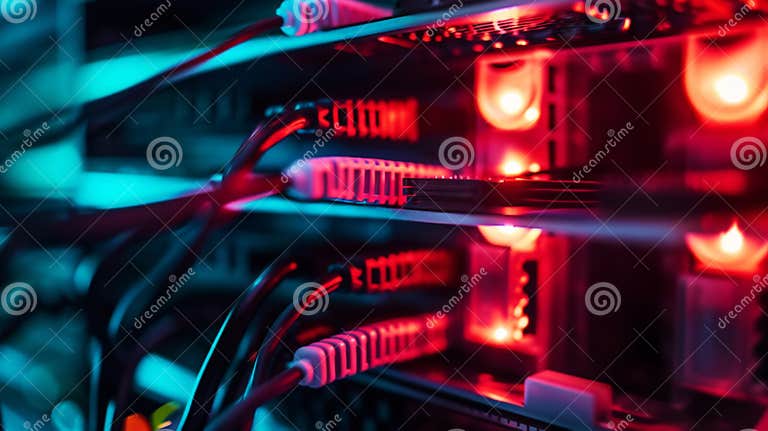 Abstract View of Various it Data Cables Inside a Computer Conveying ...
