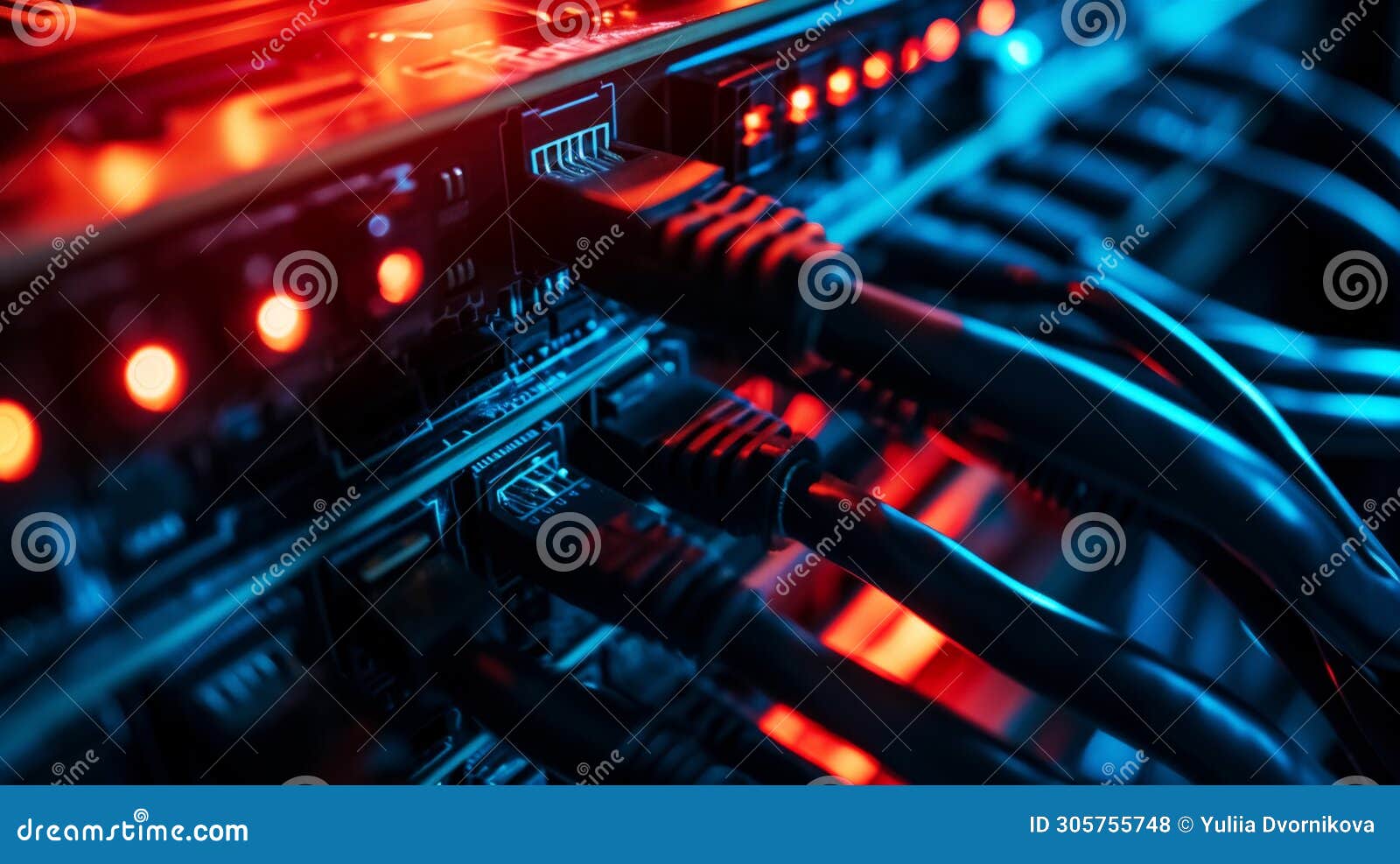 Abstract View of Various it Data Cables Inside a Computer Conveying ...