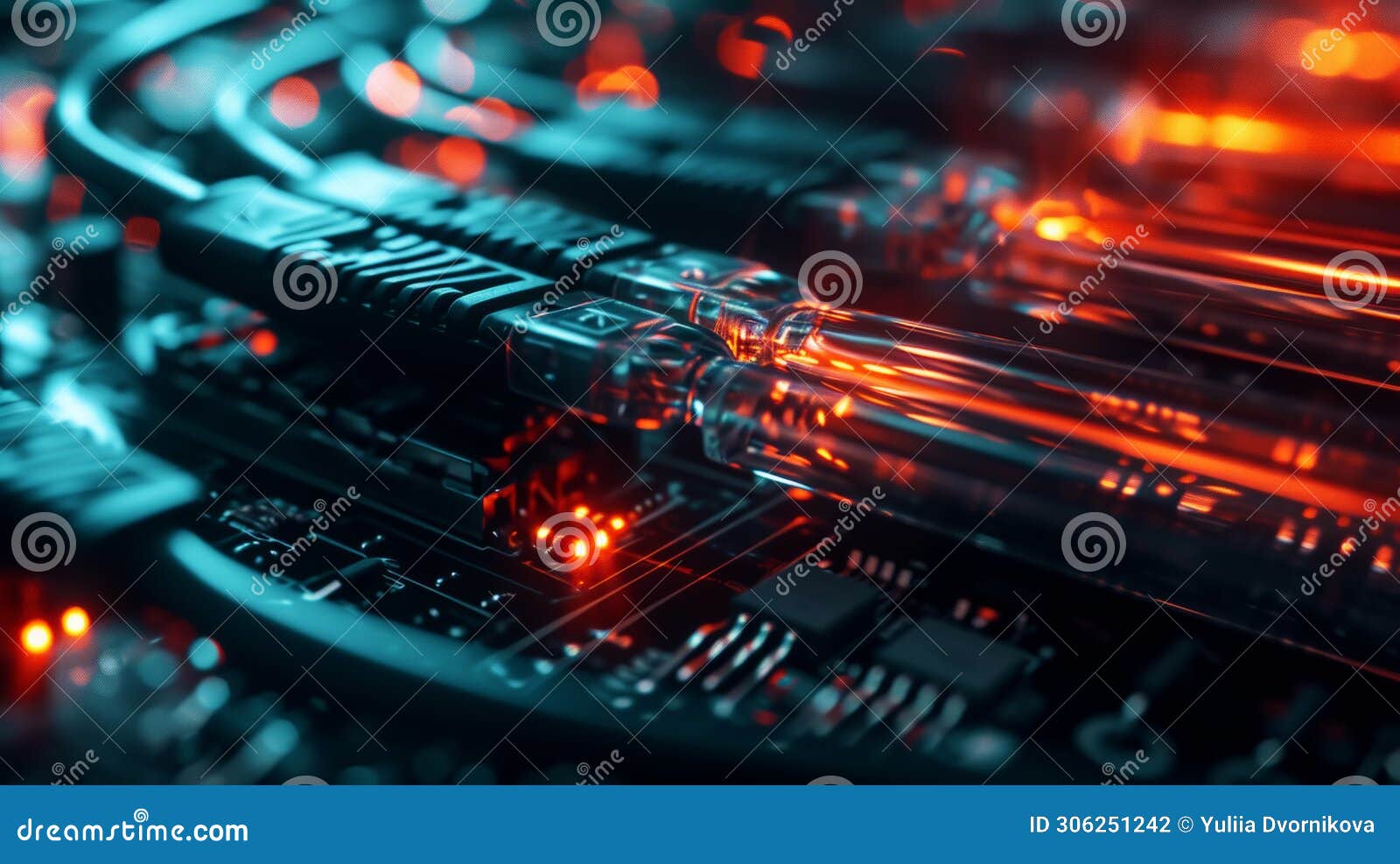 Abstract View of Various it Data Cables Inside a Computer Conveying ...