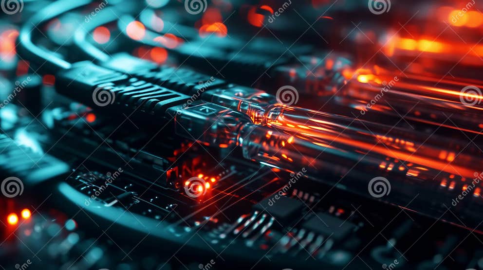 Abstract View of Various it Data Cables Inside a Computer Conveying ...