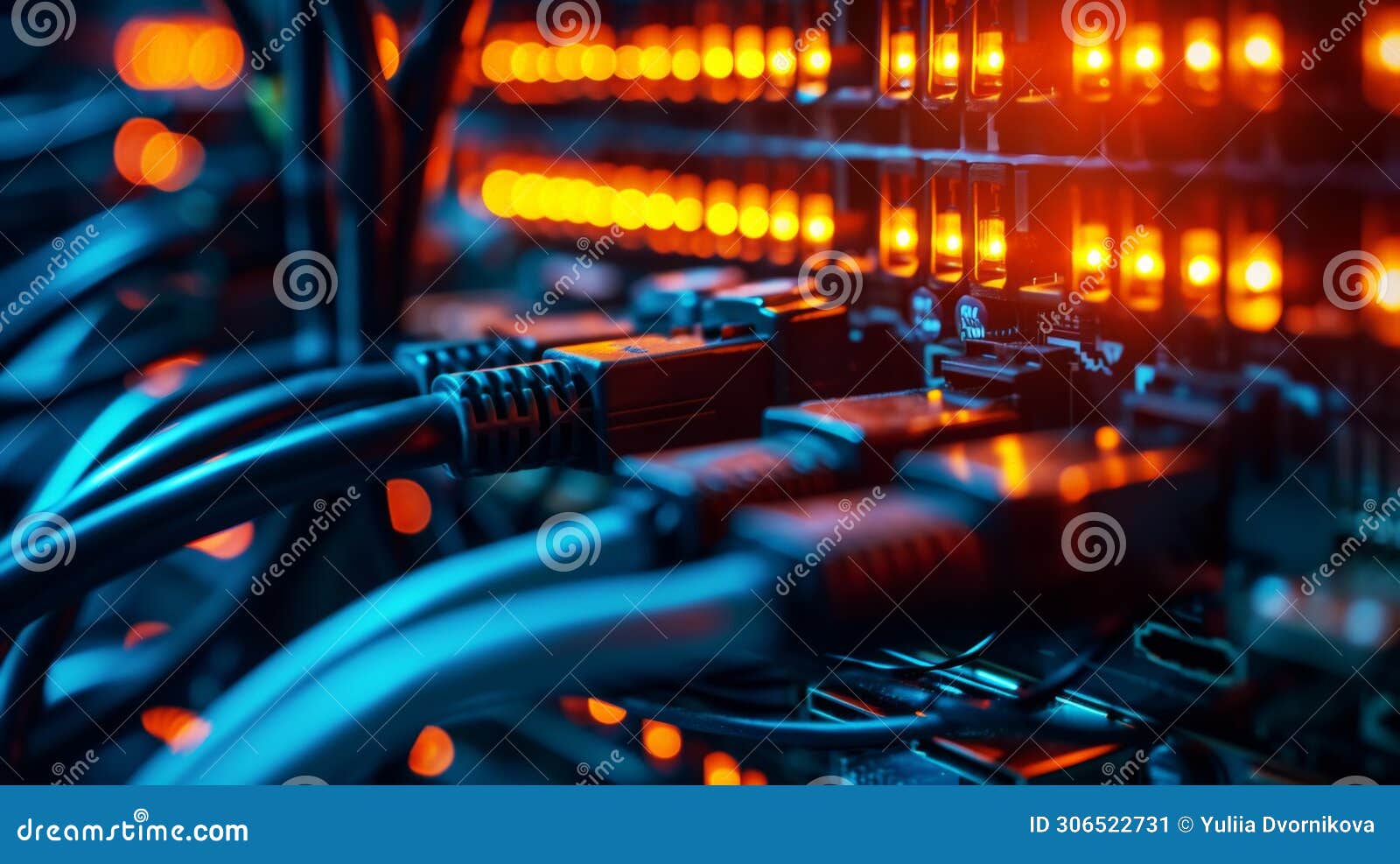 Abstract View of Various it Data Cables Inside a Computer Conveying ...