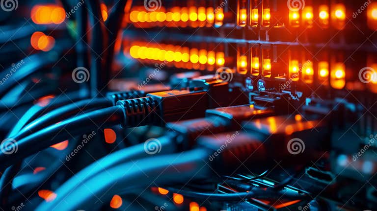 Abstract View of Various it Data Cables Inside a Computer Conveying ...