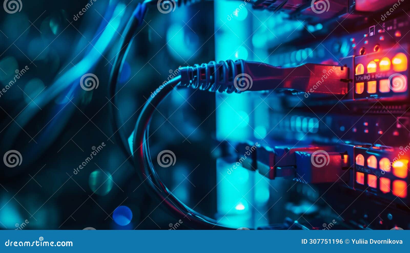 Abstract View of Various it Data Cables Inside a Computer Conveying ...