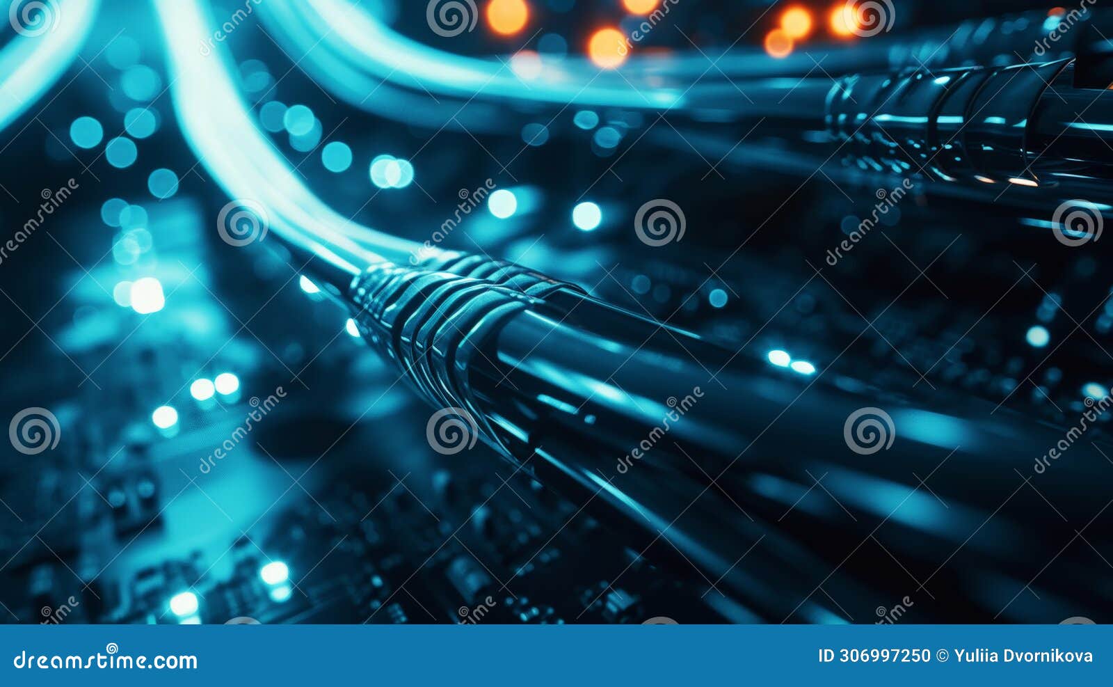 Abstract View of Various it Data Cables Inside a Computer Conveying ...