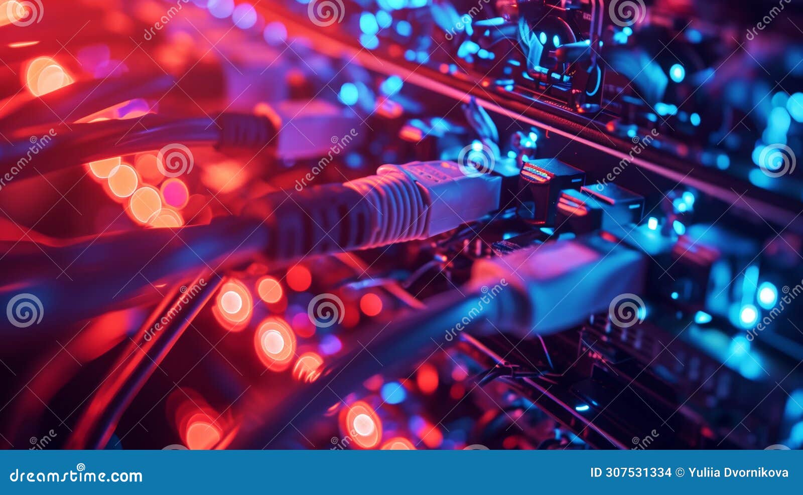 Abstract View of Various it Data Cables Inside a Computer Conveying ...